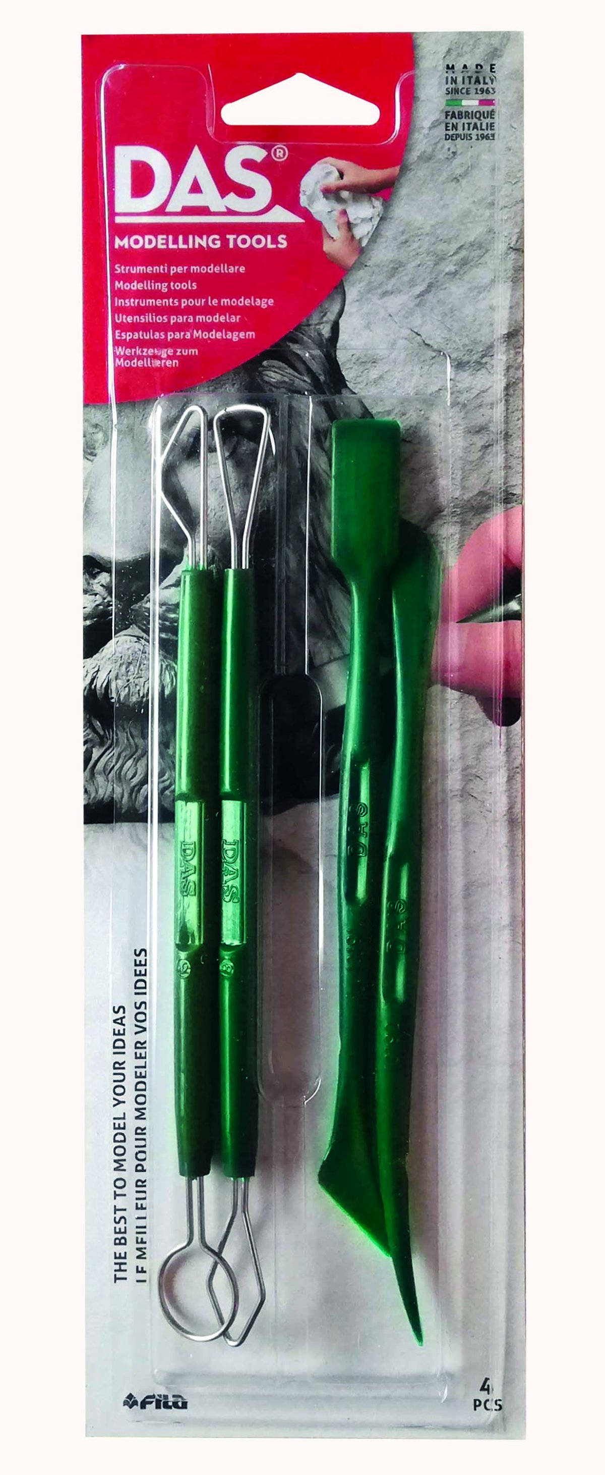 DAS Modelling Tools Basic 4 pcs - Clay - MakeMake.dk